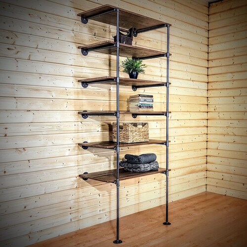 Free Standing Pipe Shelf Rustic Bookcase Industrial Shelve - Etsy