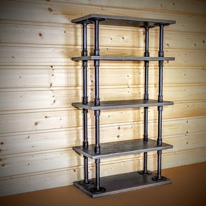 Free Standing Pipe Shelf, Rustic Bookcase, Industrial Shelve, Bookshelf ...