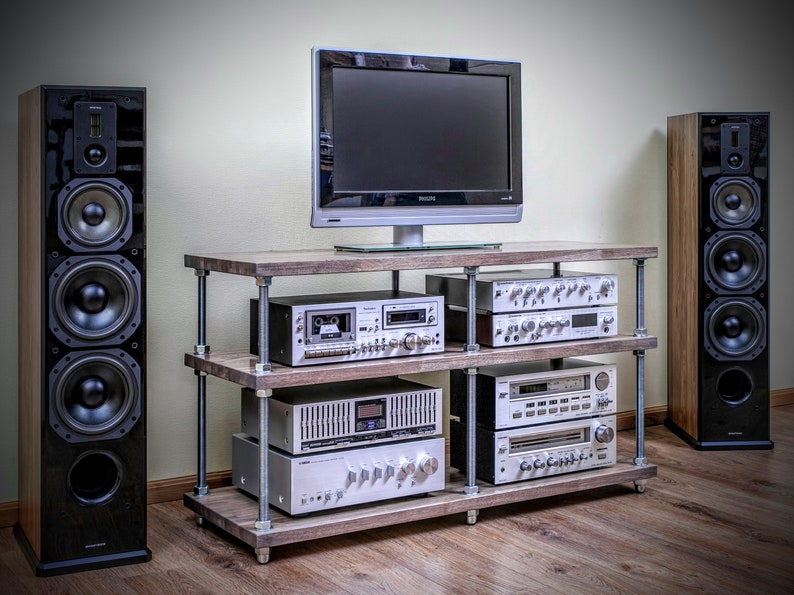 Audio Rack With Adjustable Oak Shelves / Record Player Stand / - Etsy