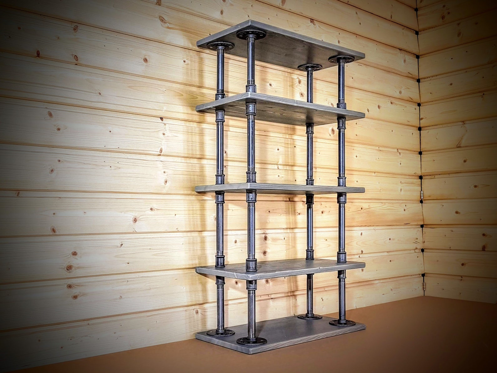 Free Standing Pipe Shelf Rustic Bookcase Industrial Shelve - Etsy