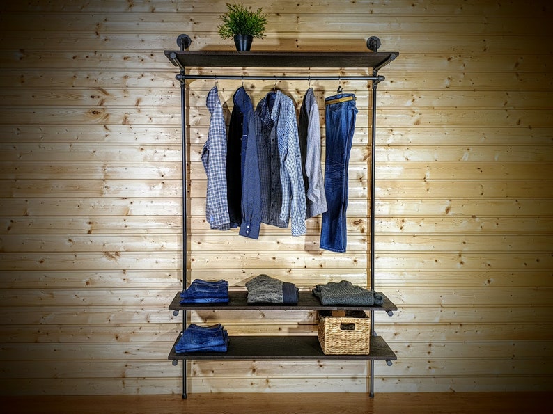 Clothes Rack With Shelves for Built in Wardrobe Industrial - Etsy UK
