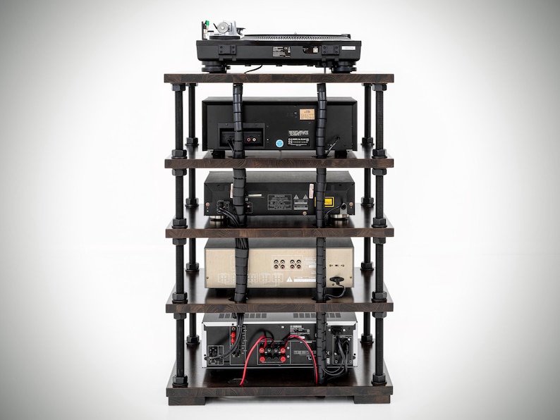 Audio Rack With Cable Management System and Adjustable Shelf Height ...