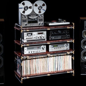 Record Player Stand With Vinyl Records Storage - Audio Rack - Media ...