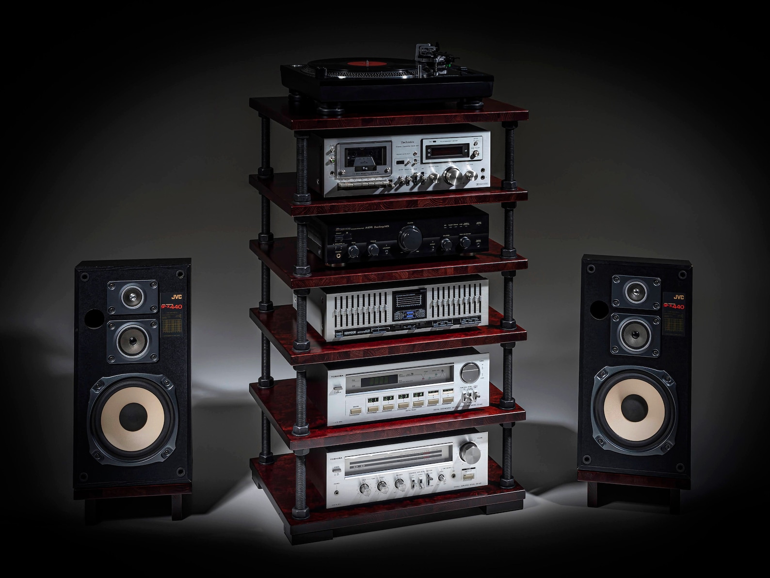 Audio Rack With Adjustable Shelf Height / Record Player Stand ...