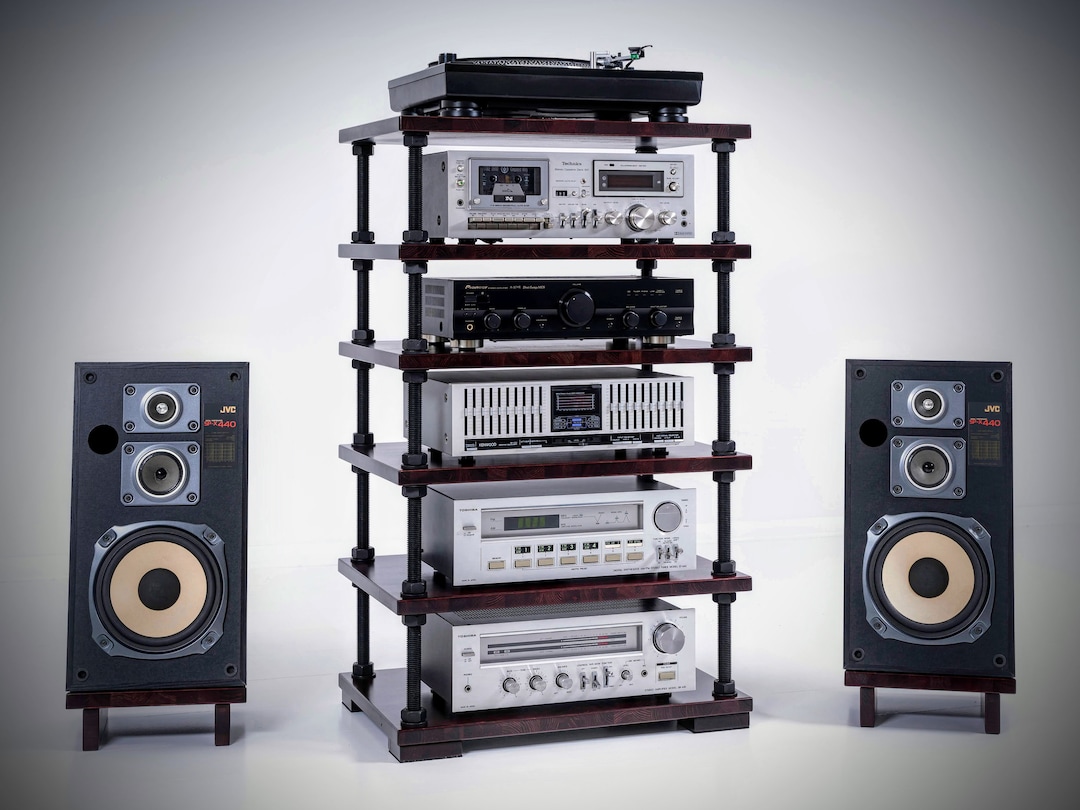 Record Player Stand / Audio Rack With Adjustable Shelf Height ...