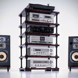 Record Player Stand / Audio Rack With Adjustable Shelf Height ...