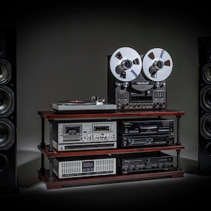 Low Profile Audio Rack With Black Hardware, Low Shelving Audio Rack ...