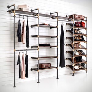 Closet System for Open Wardrobe With Angled Shoe Shelves, Open Closet ...
