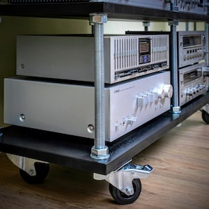 Double Width Audio Rack / Record Player Stand / Stereo Cabinet With ...