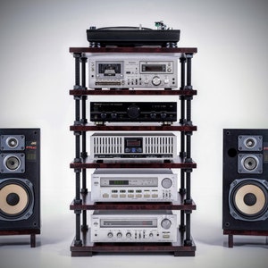 Record Player Stand / Audio Rack With Adjustable Shelf Height ...