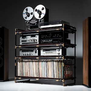 Record Player Stand With Vinyl Records Storage - Audio Rack - Media ...