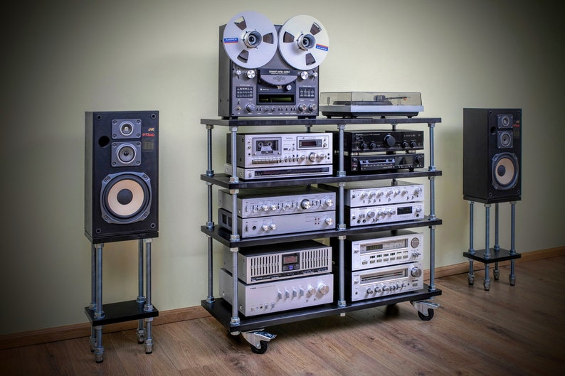 Double Width Audio Rack / Record Player Stand / Stereo Cabinet - Etsy