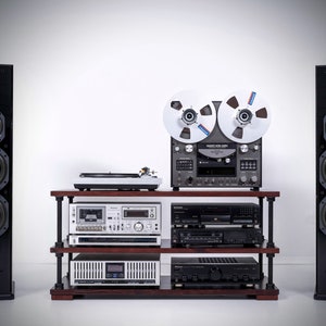 Low Profile Audio Rack With Black Hardware, Low Shelving Audio Rack ...
