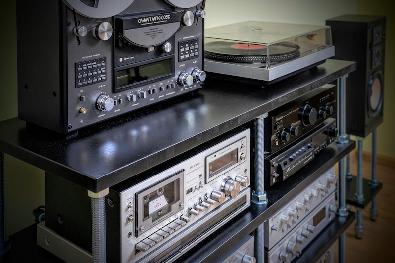 Double Width Audio Rack / Record Player Stand / Stereo Cabinet With ...