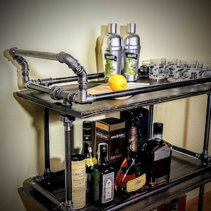 Bar Cart, Beverages Bar, Wine Cart, Industrial Bar, Rolling Bar, Rustic ...