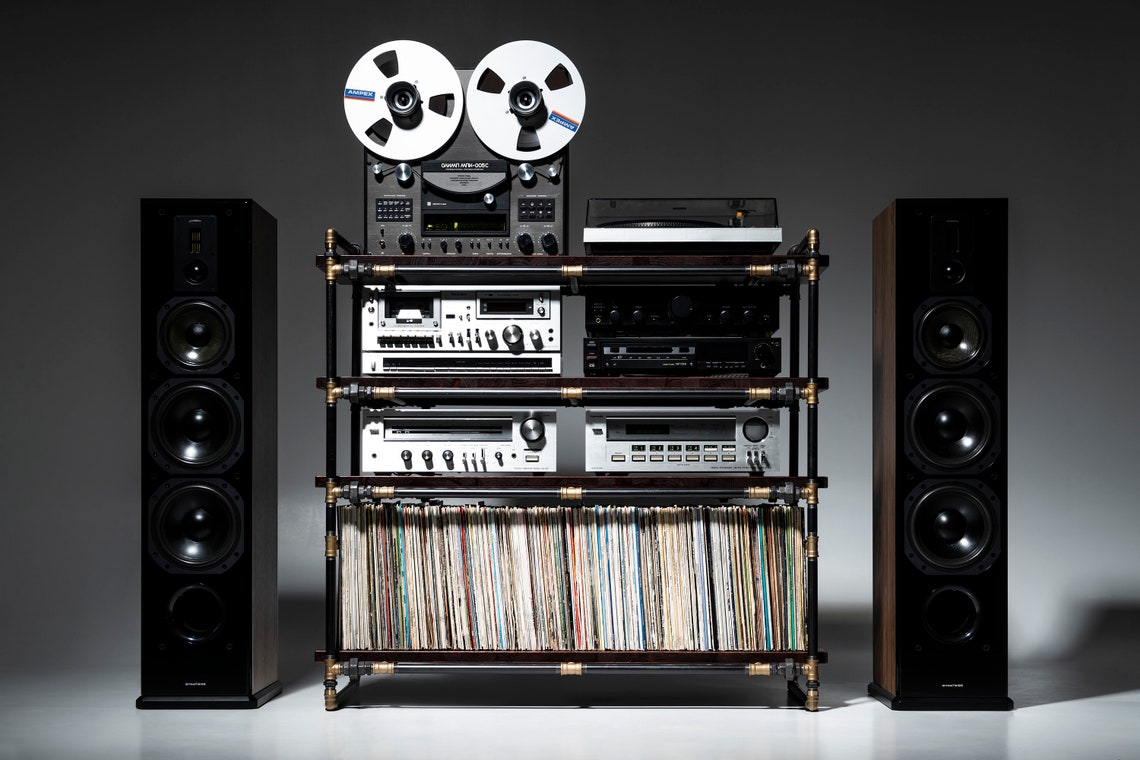 Record player stand with vinyl records storage Audio rack | Etsy