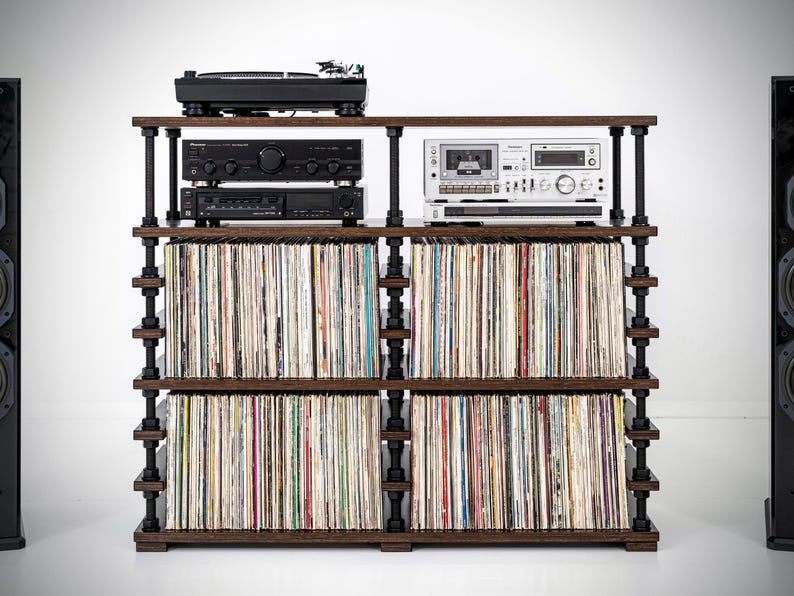 Vinyl Record Storage Cabinet & Hi-fi Audio Rack / Turntable Stand With ...