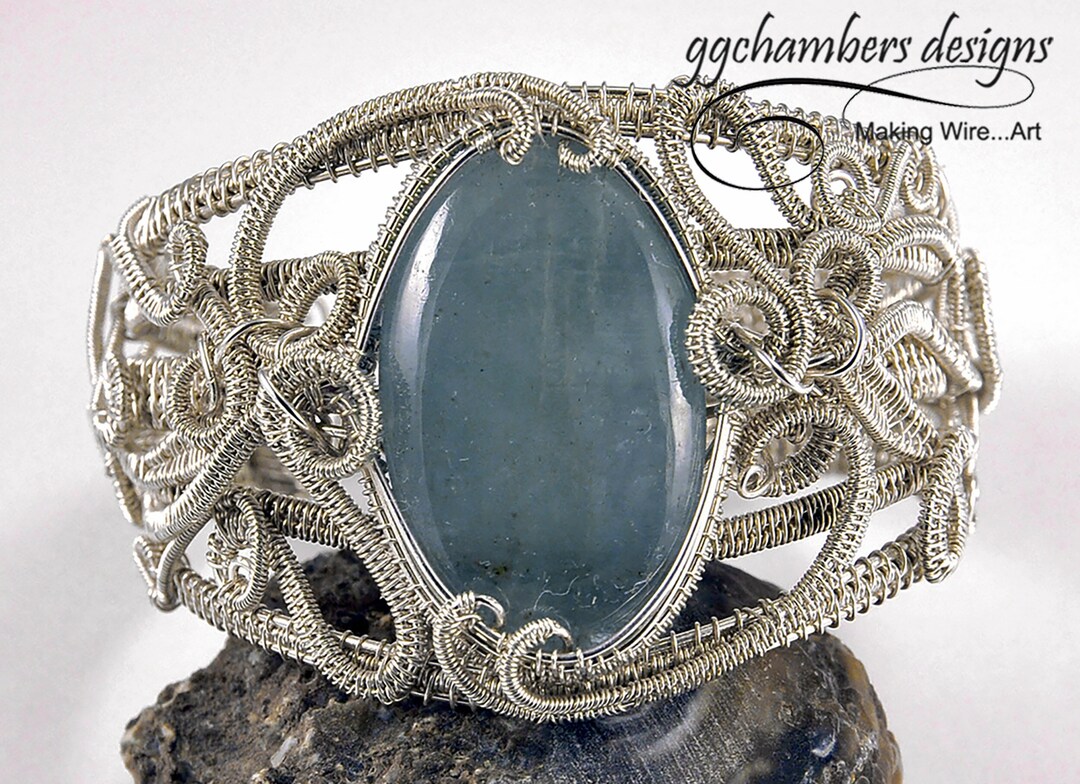 Sterling Silver Woven Wire Wrapped Helix Series Cuff With 45x27mm ...