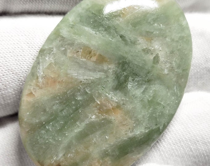 Very Rare Green Pink Peach Chatoyant Oval Apophyllite Stilbite Cabochon ...