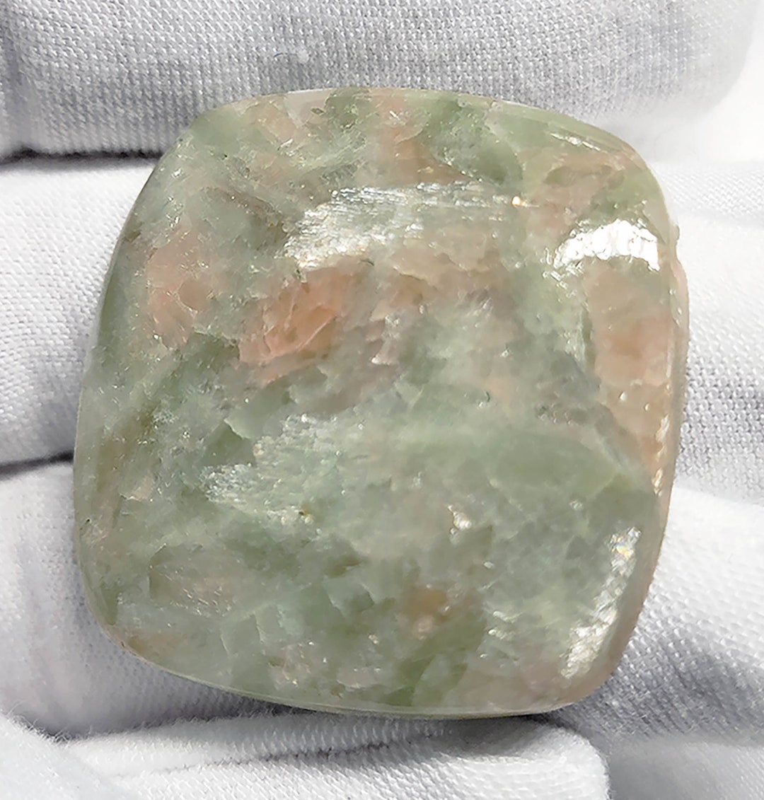 Very Rare Apophyllite Stilbite Rectangle Chatoyant Cabochon Pink Peach ...