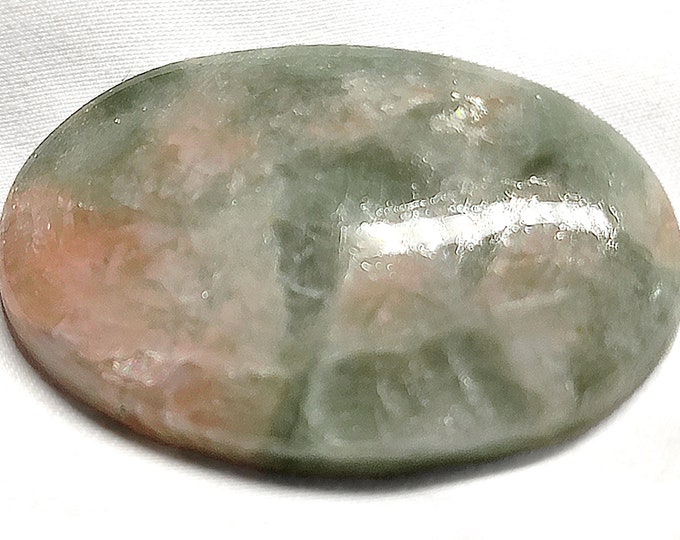 Rare Green Apophyllite and Peach Pink Stilbite Oval Cabochon With ...