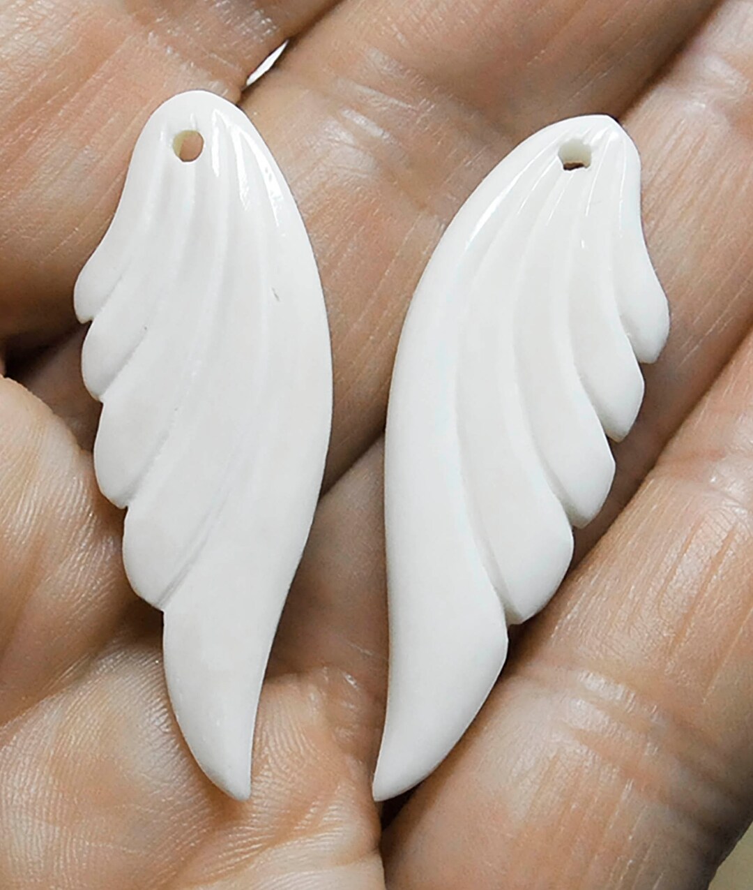 Hand Carved Bali Bison Bone 40mm Drilled Wing Set - Etsy