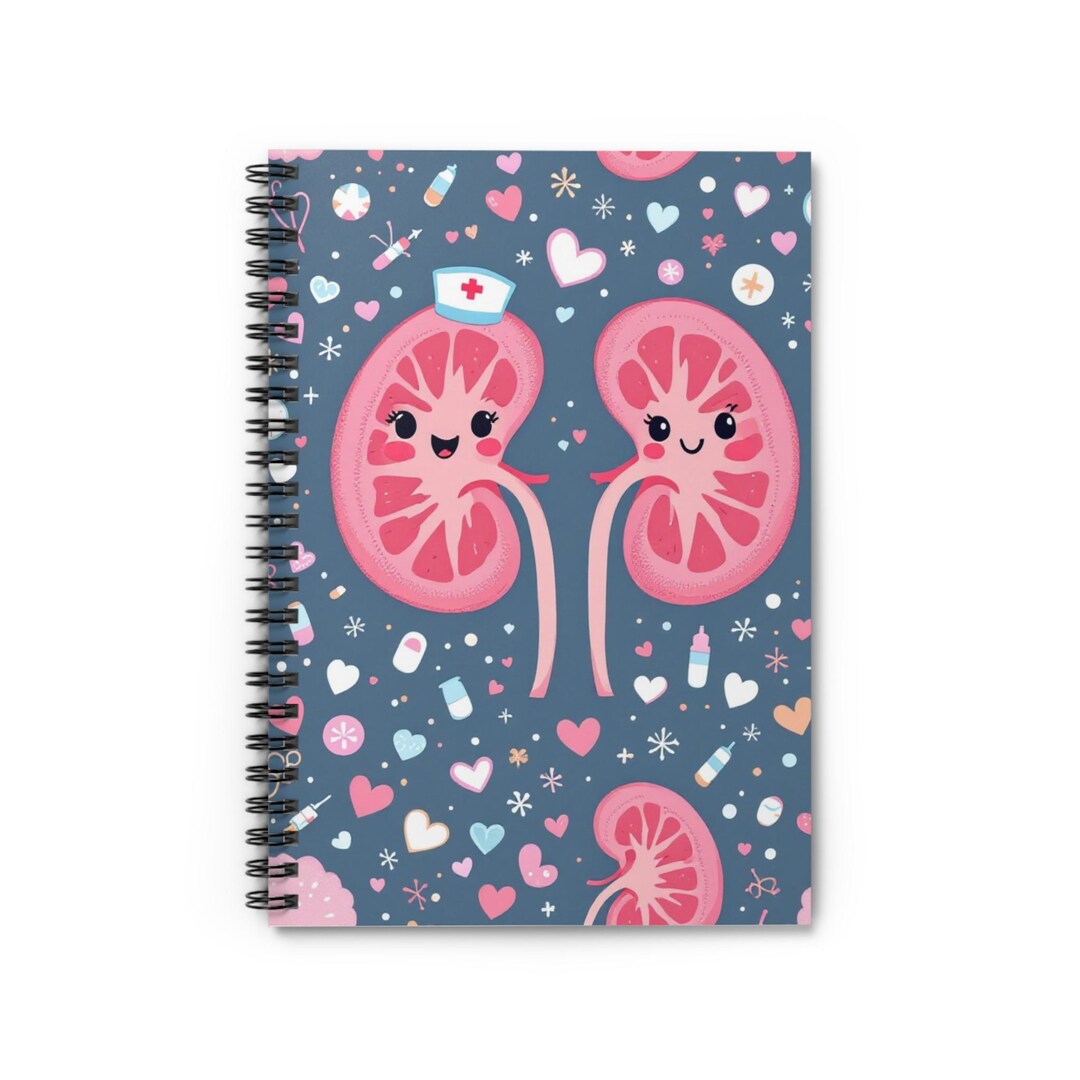 Cute Kidney Notebook - Spiral Journal, Ruled Line Notebook, Medical ...