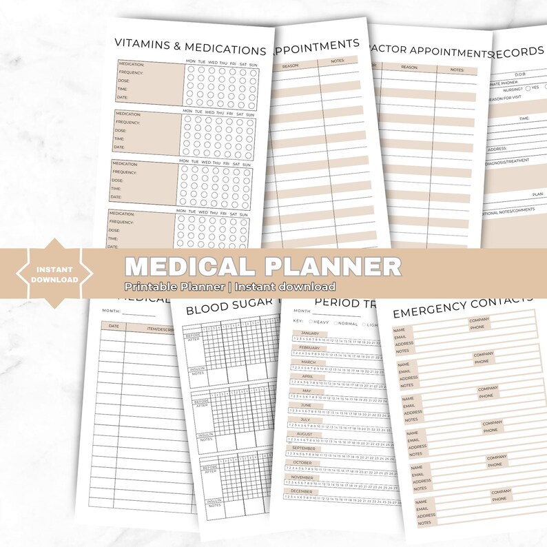Medical Planner Health Tracker Medication and Appointment Organizer ...