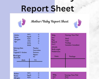 Labor & Delivery, Postpartum Report Sheet - Etsy