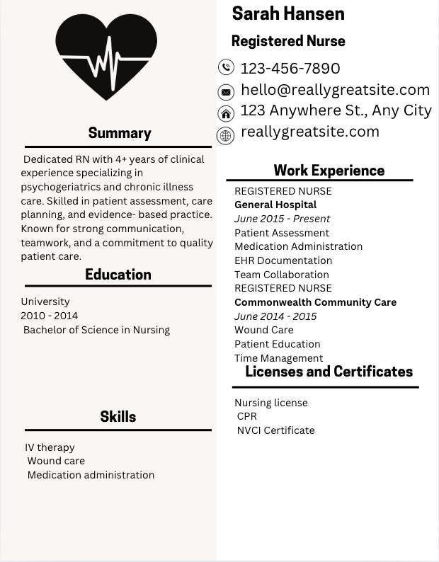 Editable Nurse CV Template | Modern and Professional Resume for Rns ...