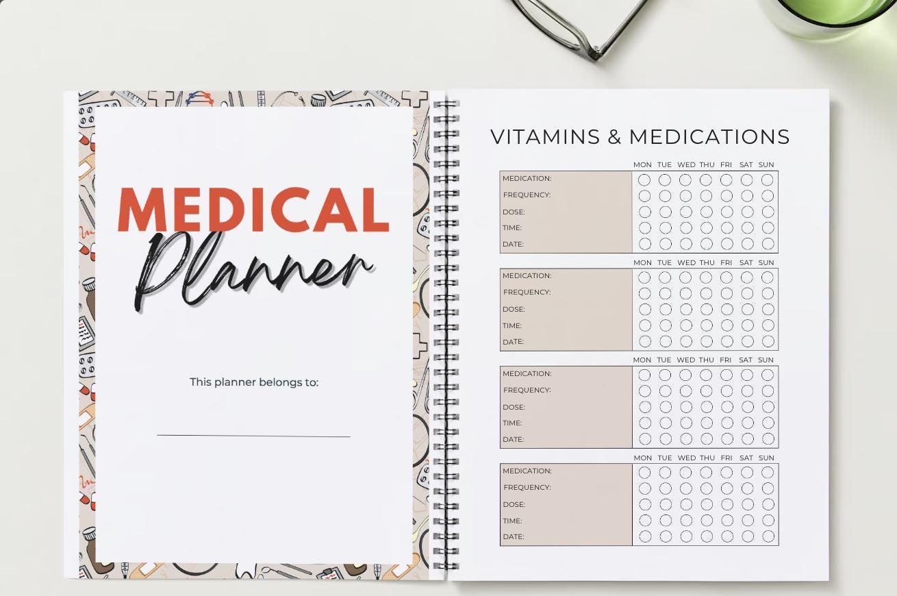 Medical Planner Health Tracker Medication and Appointment Organizer ...