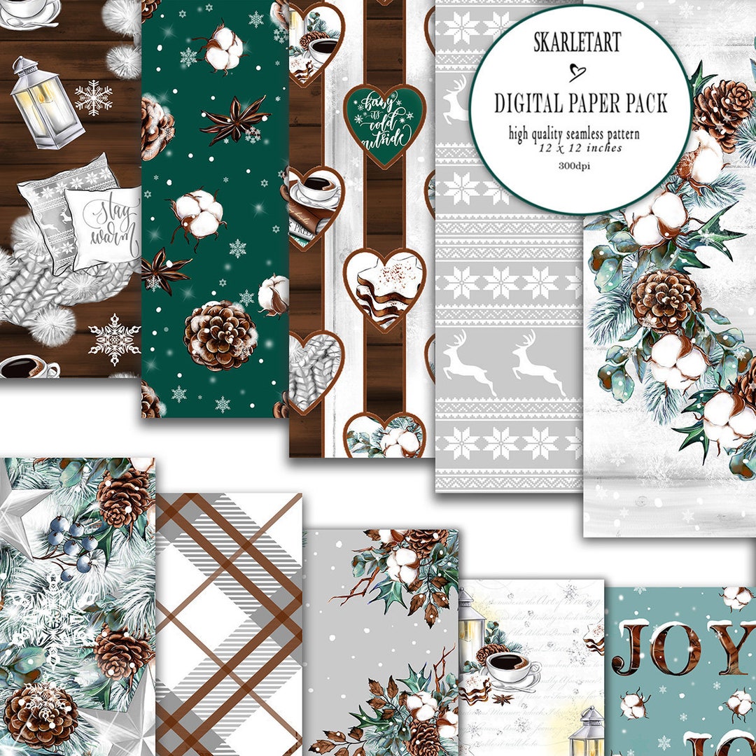 Cosy Winter Christmas Digital Paper Planner Stationery Scrapbook ...