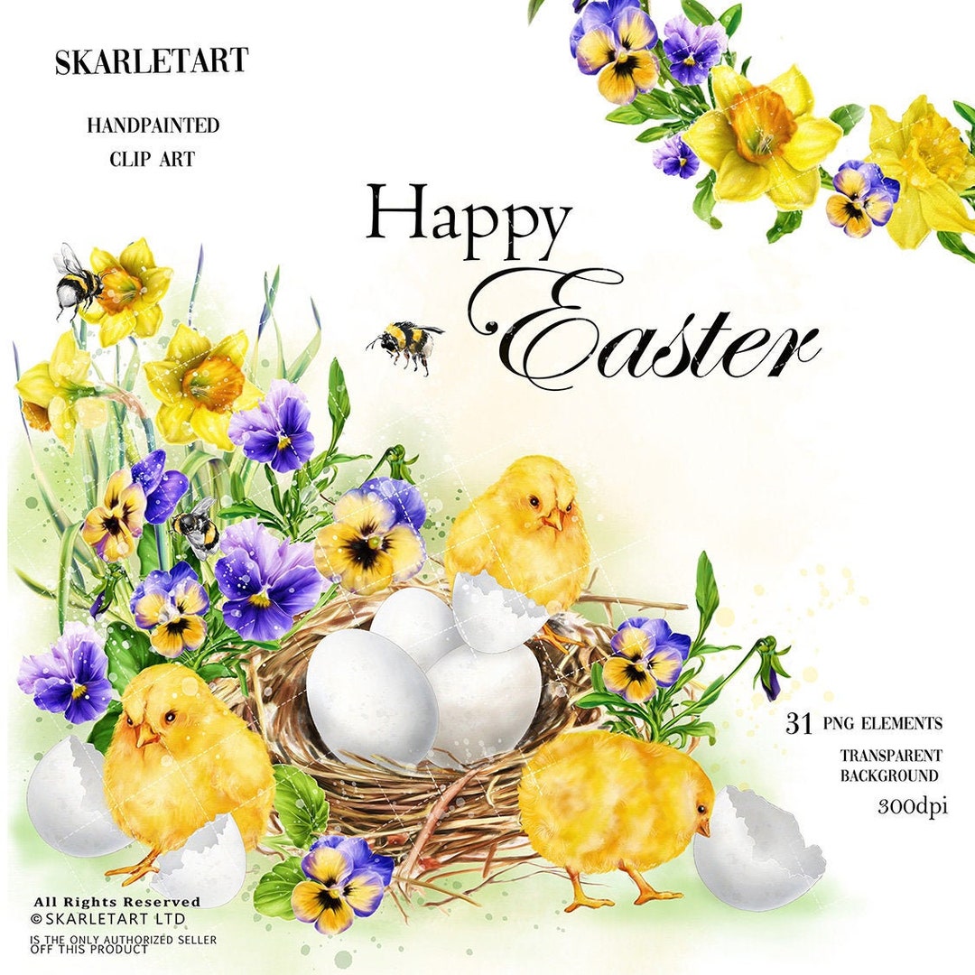 Easter Clipart Spring Clipart Easter Chicken, Happy Easter Invitation ...