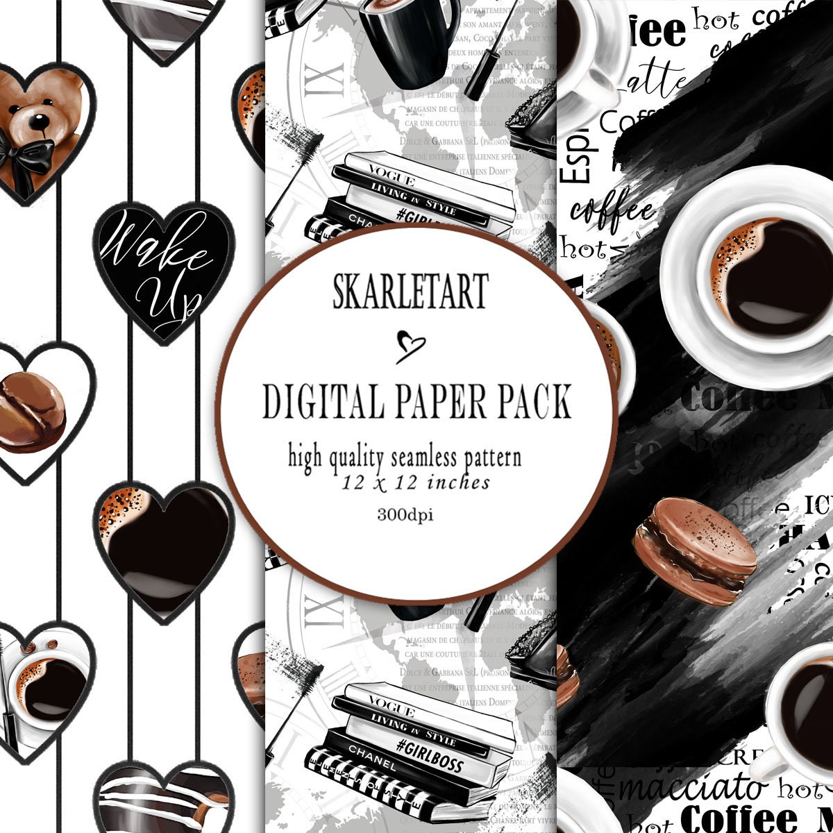 Coffee Paper Pack Fashion Background Cute Pape Monday Coffee | Etsy