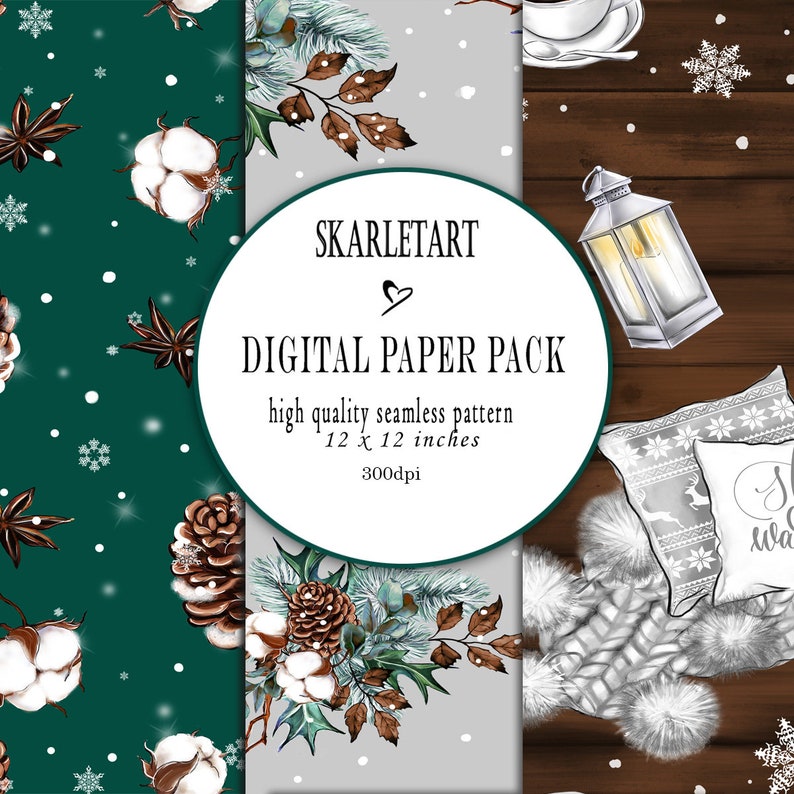 Cosy Winter Christmas Digital Paper Planner Stationery Scrapbook ...