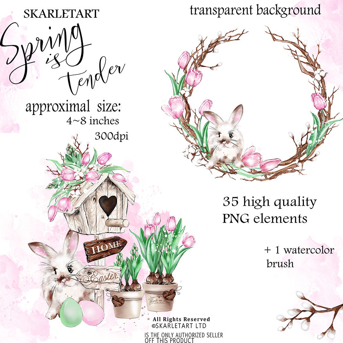 Easter Clipart Spring Clipart Easter Bunny Happy Easter - Etsy