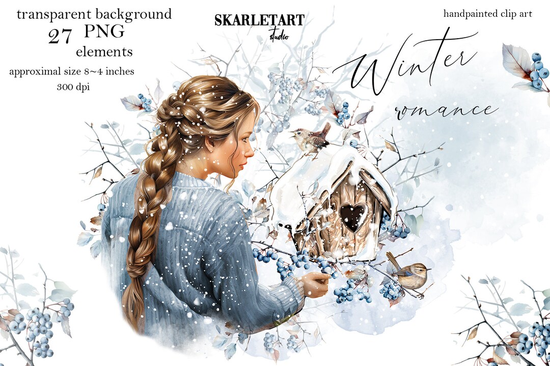 Winter Clipart Romantic Christmas Clipart Winter Fashion Illustration ...