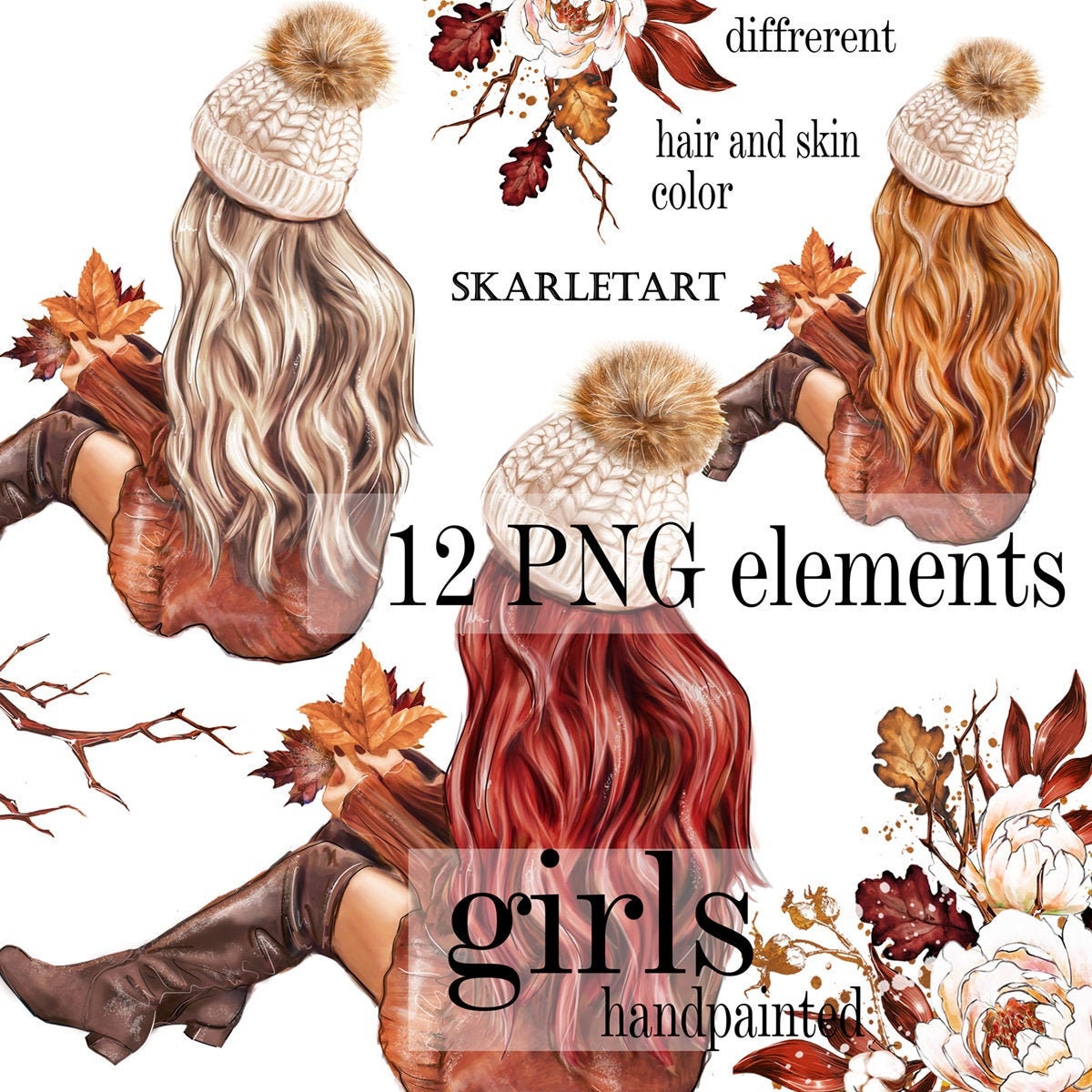 Fall Clipart Winter Girls Cute Fashion Illustration Planner - Etsy