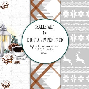 Cosy Winter Christmas Digital Paper Planner Stationery Scrapbook ...