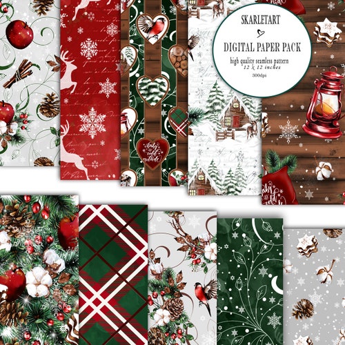Christmas Digital Paper Festive Seamless Pattern Tiles - Etsy