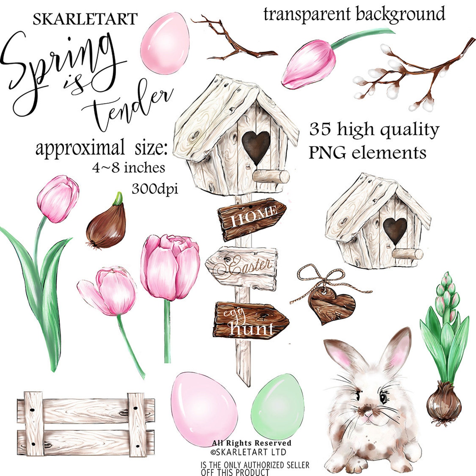 Easter Clipart Spring Clipart Easter Bunny Happy Easter - Etsy