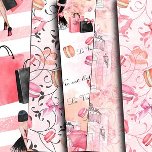 Fashion Digital Paper Pack Paris Paper Pack Romantic Paris Backgraund ...