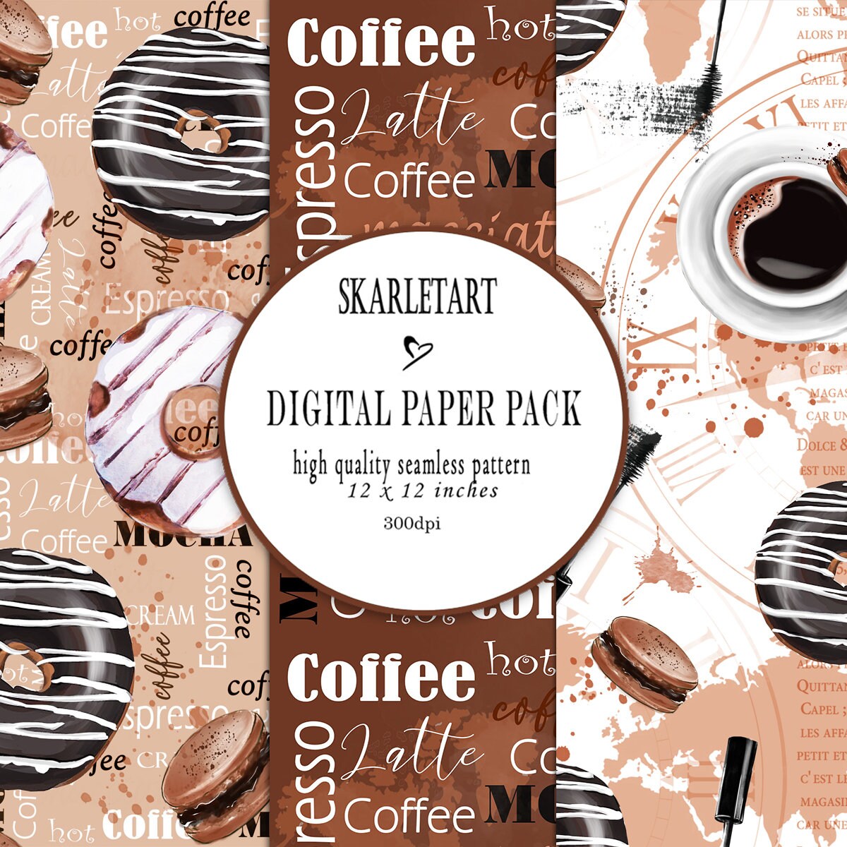 Coffee Paper Pack Fashion Background Cute Pape Monday Coffee | Etsy