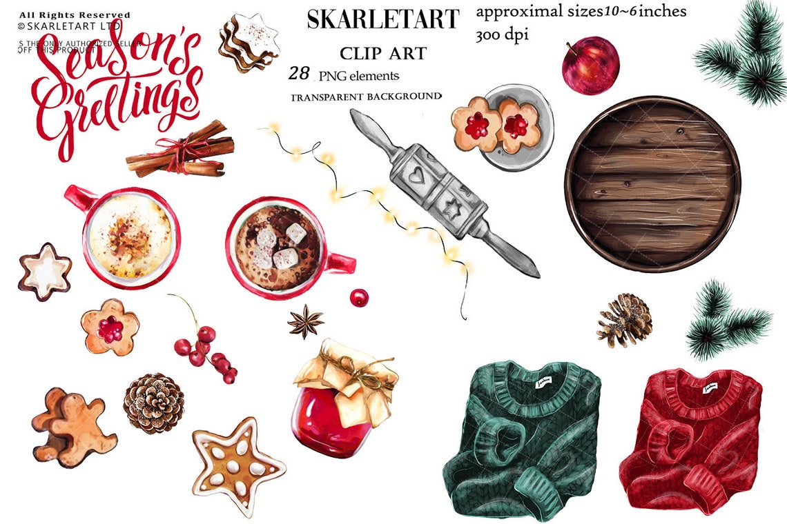 Christmas Clipart Christmas Cookies Clip Art Cinnamon Vintage - Etsy