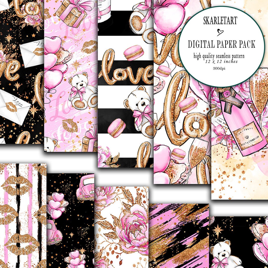 Valentine Paper Pack Cute Paper Nursery Room Decor Planner Clipart Cute ...
