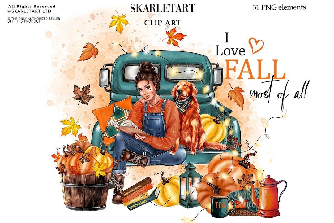 Autumn Clip Art School Clip Art Farmhouse Clip Art Book Autumn Tea Fall ...