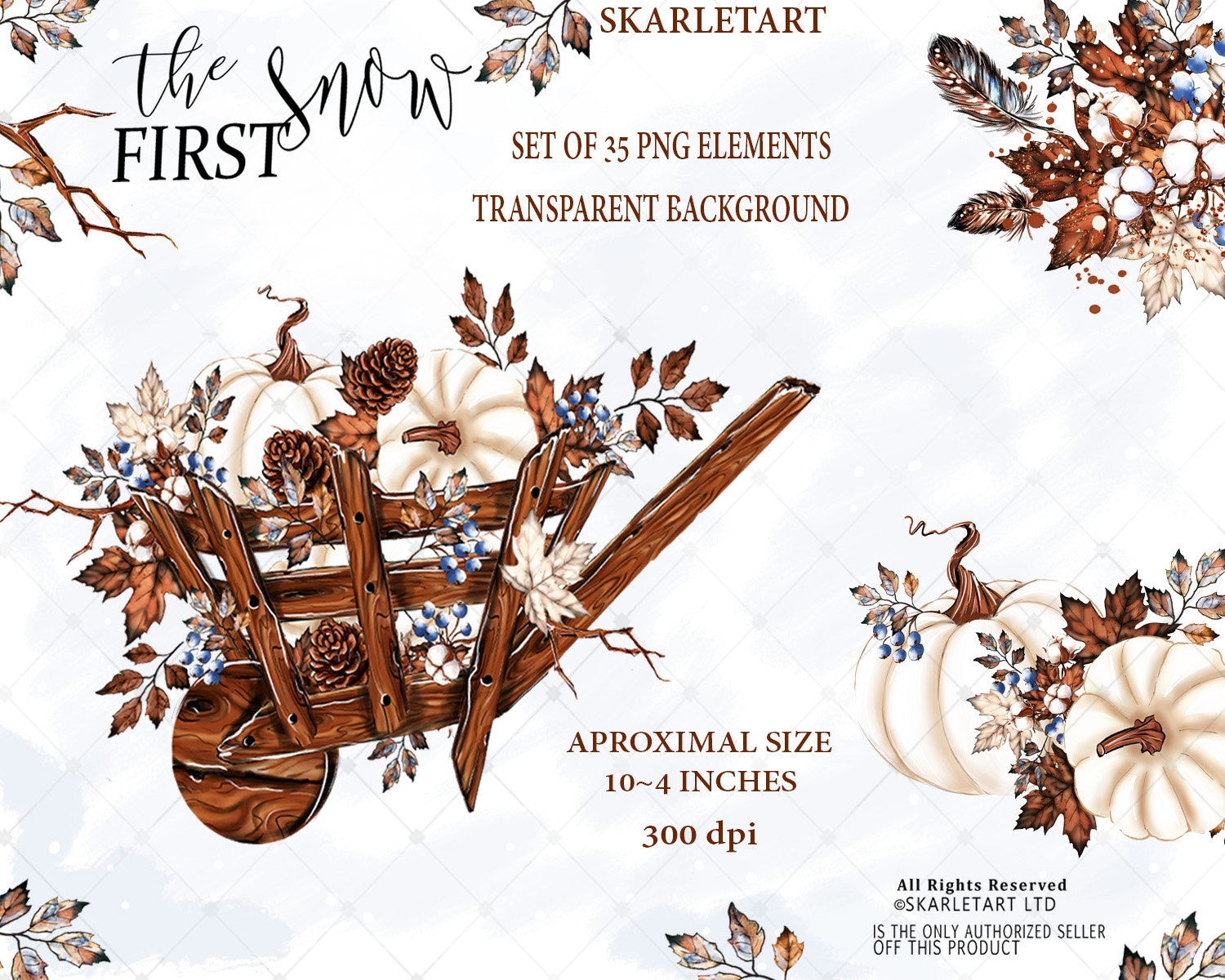 Autumn Romantic Fall Clipart Floral Clipart Romantic Vintage Wedding ...