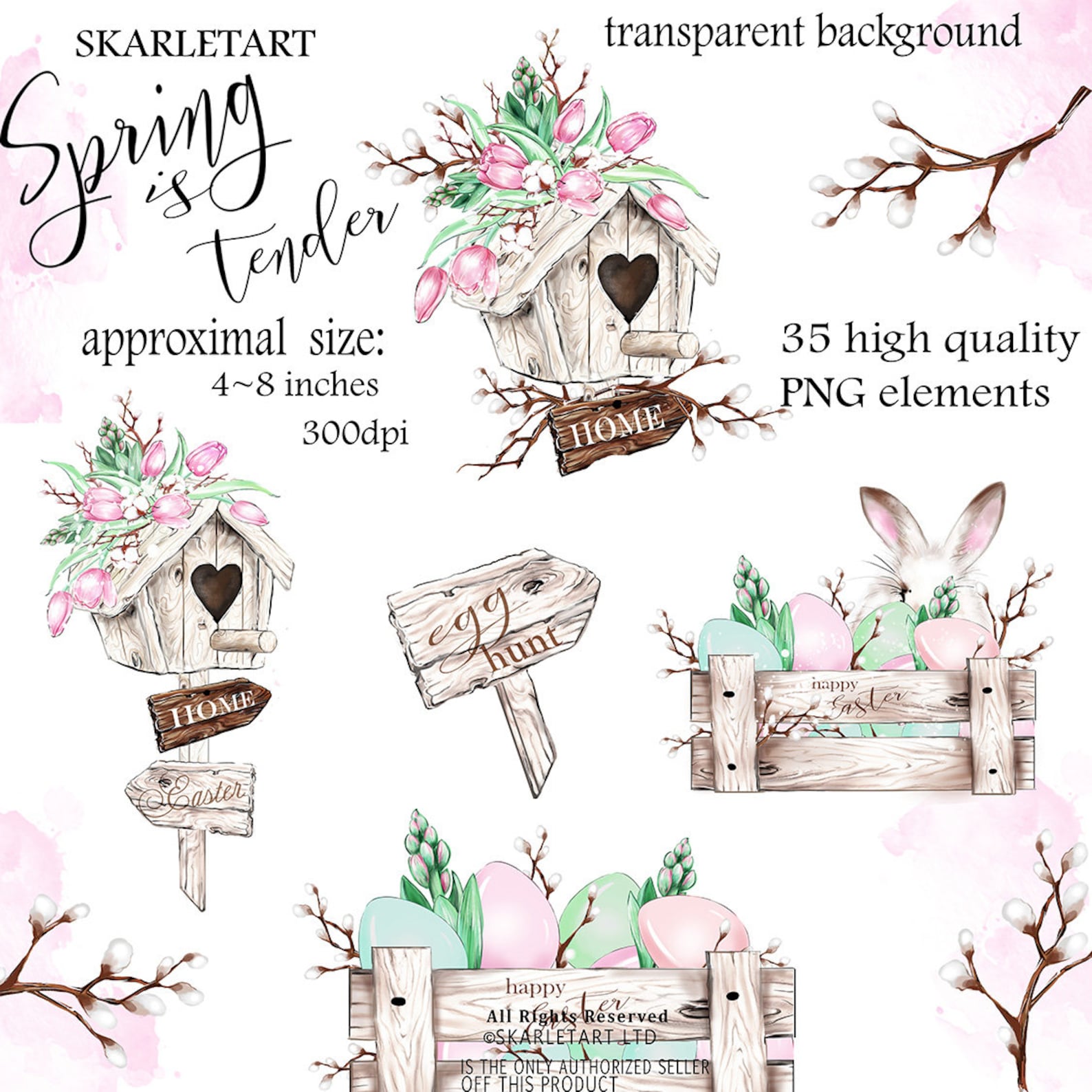 Easter Clipart Spring Clipart Easter Bunny Happy Easter - Etsy