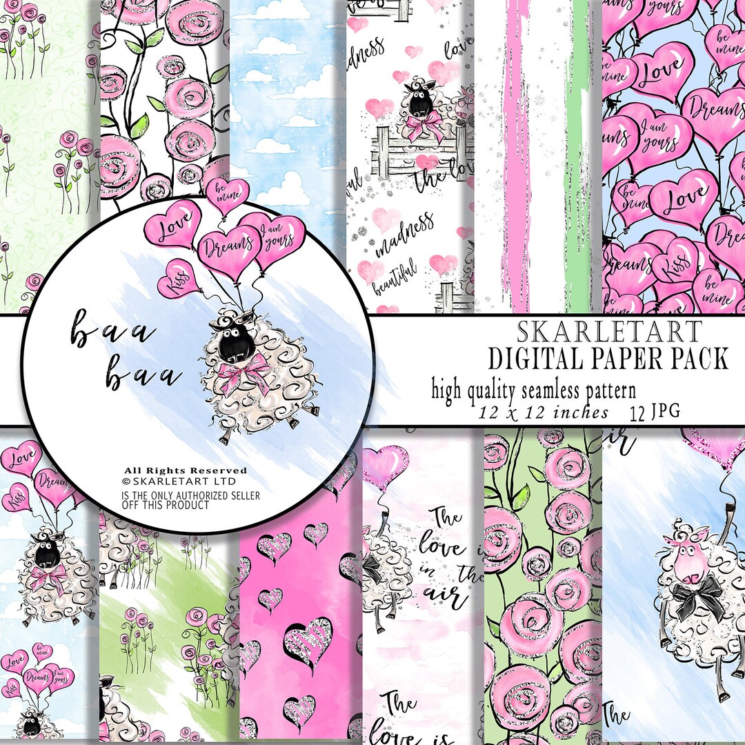 Valentine Paper Pack Cute Paper Nursery Room Decor Planner Clipart Cute ...