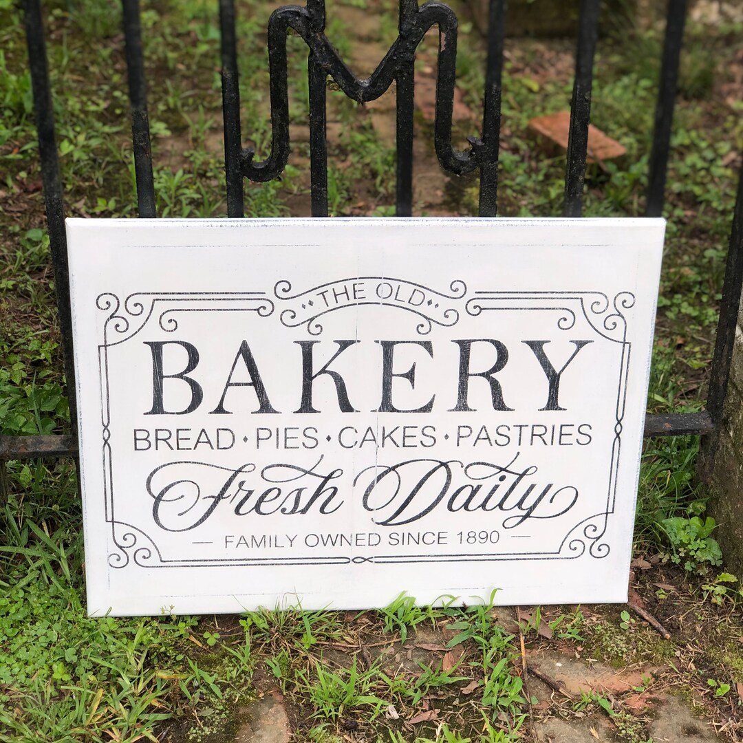 The Old Bakery Sign: Handpainted Canvas Kitchen Art, Annie Sloan Old ...